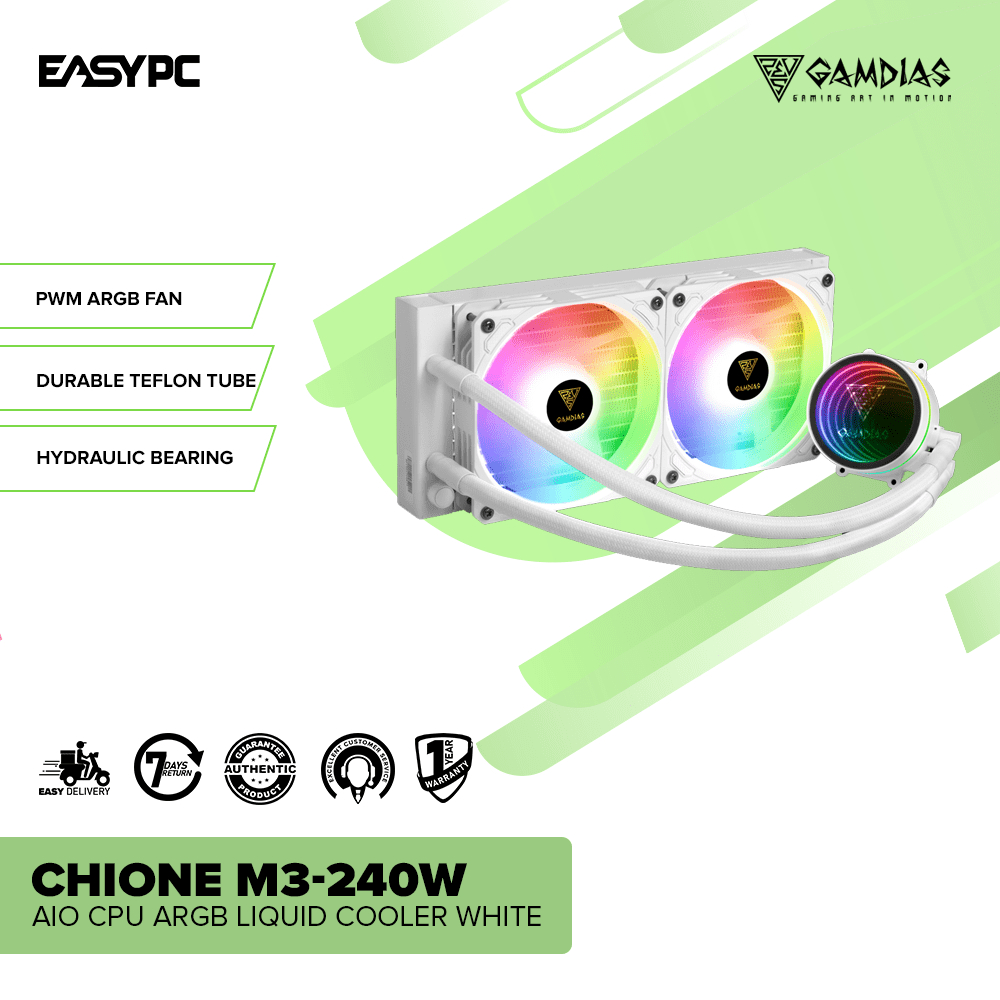 EasyPC| Gamdias Chione M3-240W AIO cpu liquid cooler| ARGB| White ...