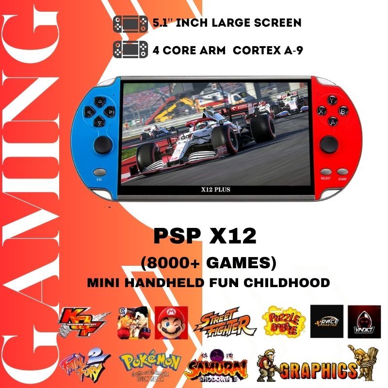 PSP X70 Handheld Game console 7 inch HD Screen Retro Game Support Two ...