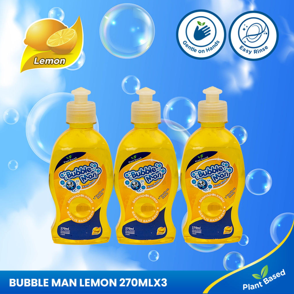 Bubble Man Dishwashing Liquid - Lemon 270ml x 3 | Shopee Philippines