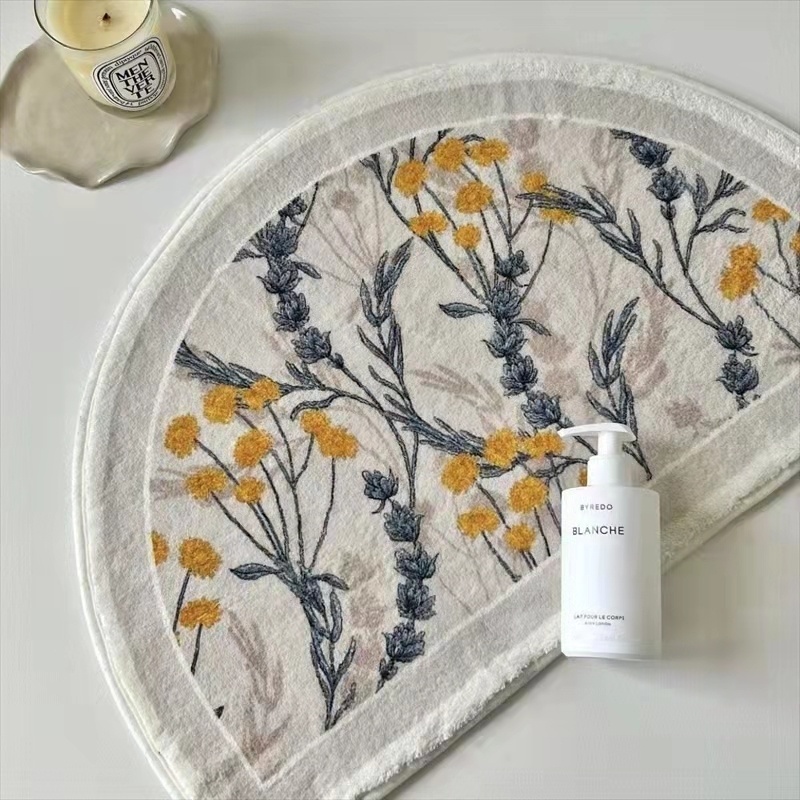 Boho Chic Half Circle Rug, Non-Slip Retro Bathroom Floor Mat, ins Style ...