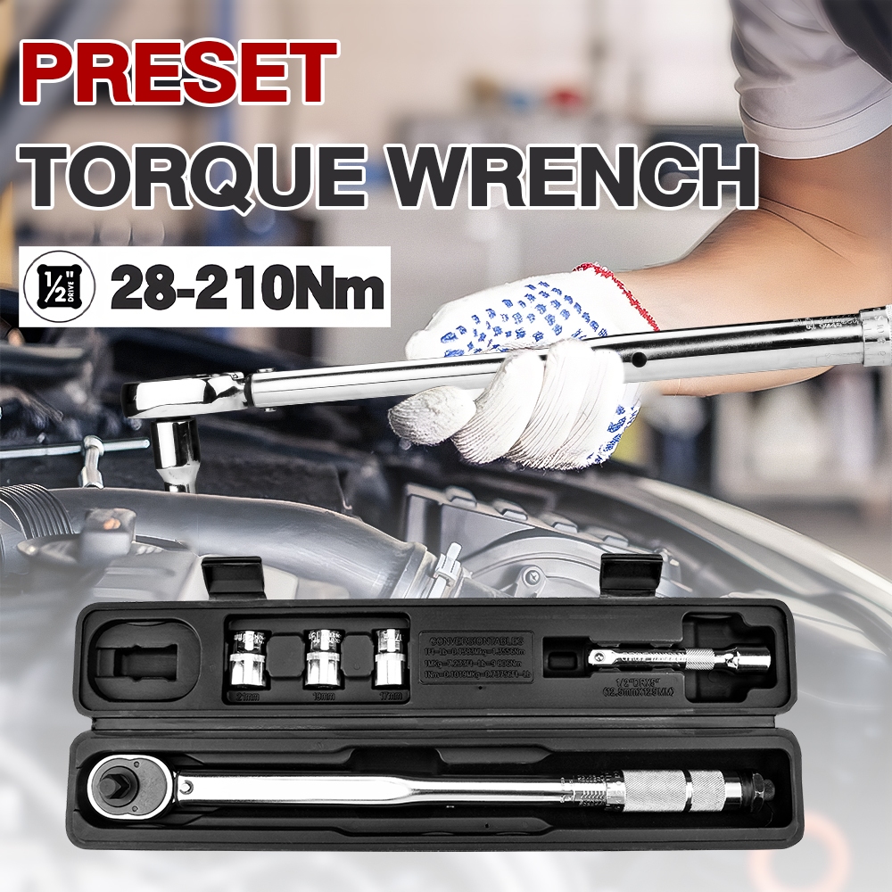 【Torque Wrench】Adjustable 1/2" Drive Click Type Torch Wrench 28-210 N.M ...