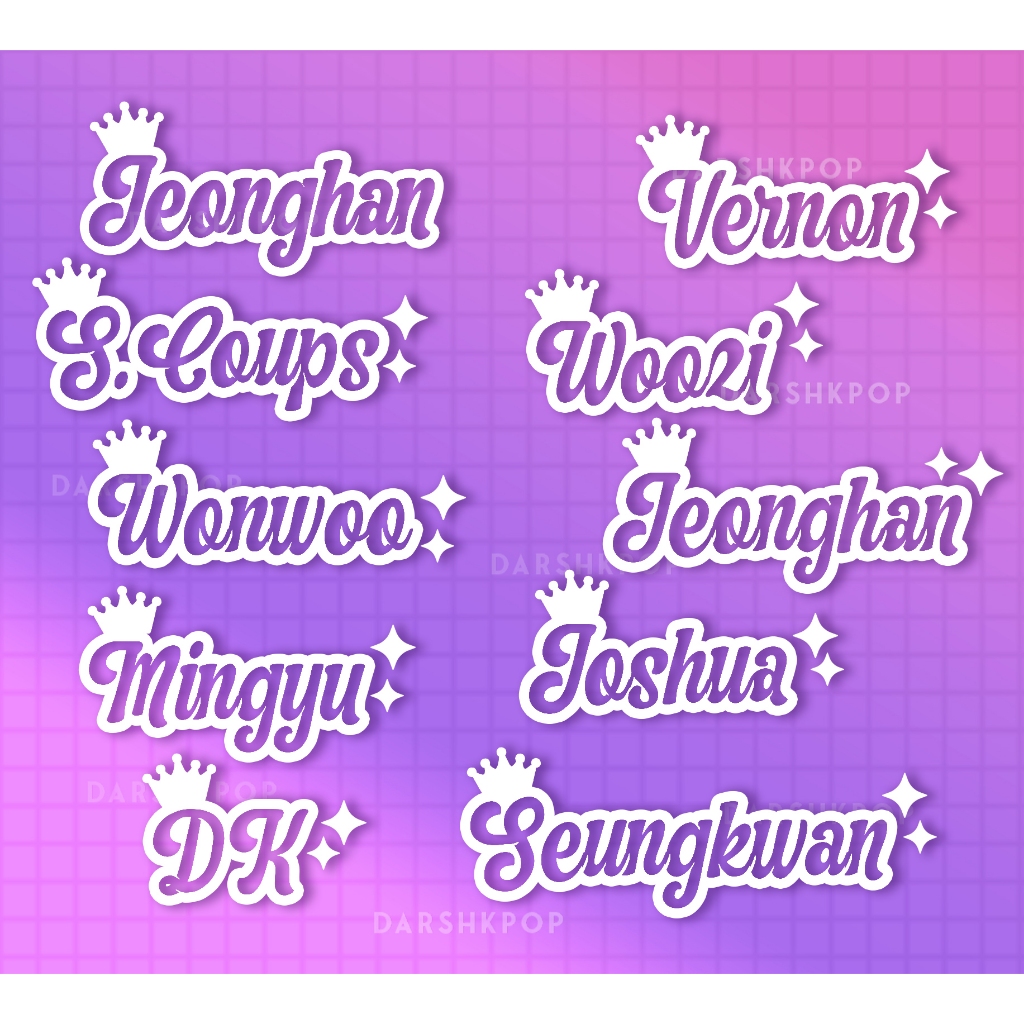 Seventeen Names Waterproof Decals Vinyl Sticker Only | Shopee Philippines