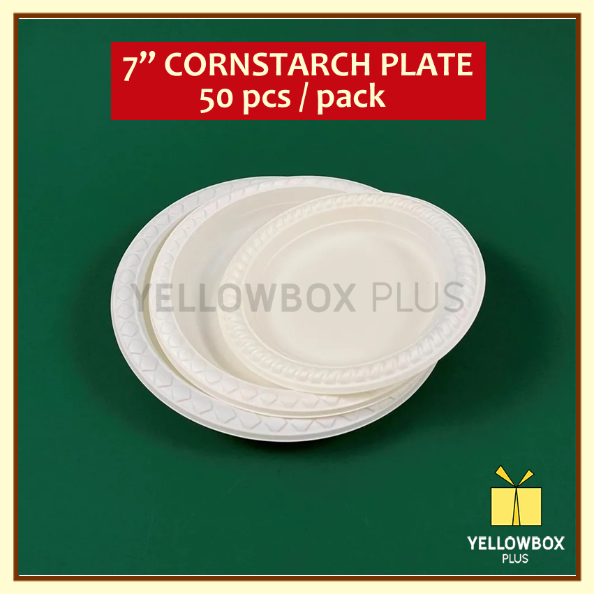 50pcs Cornstarch Plate 7 inches 100% biodegradable compostable eco ...