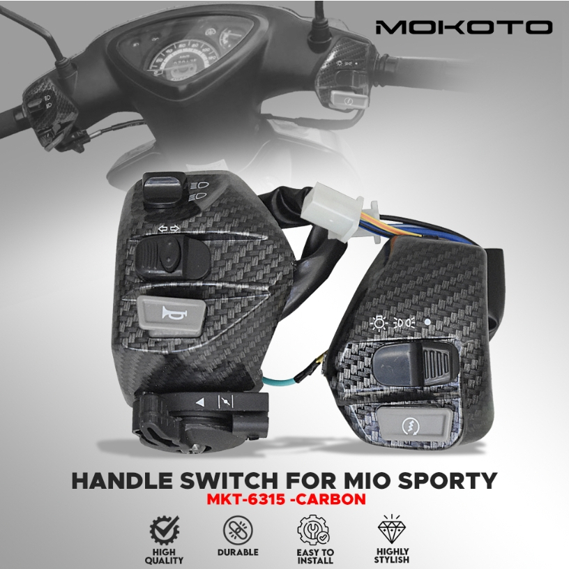 Carbon Handle Switch Mio Sporty / Soulty / Soul i / Mio i 125 / Sniper ...