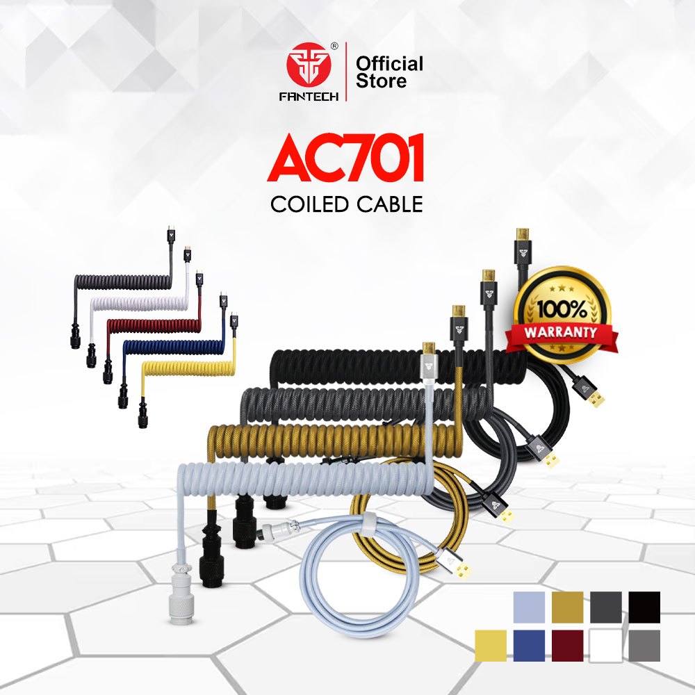 Fantech AC701 Aviator Coiled Cable For Mechanical Keyboards Type-c to ...