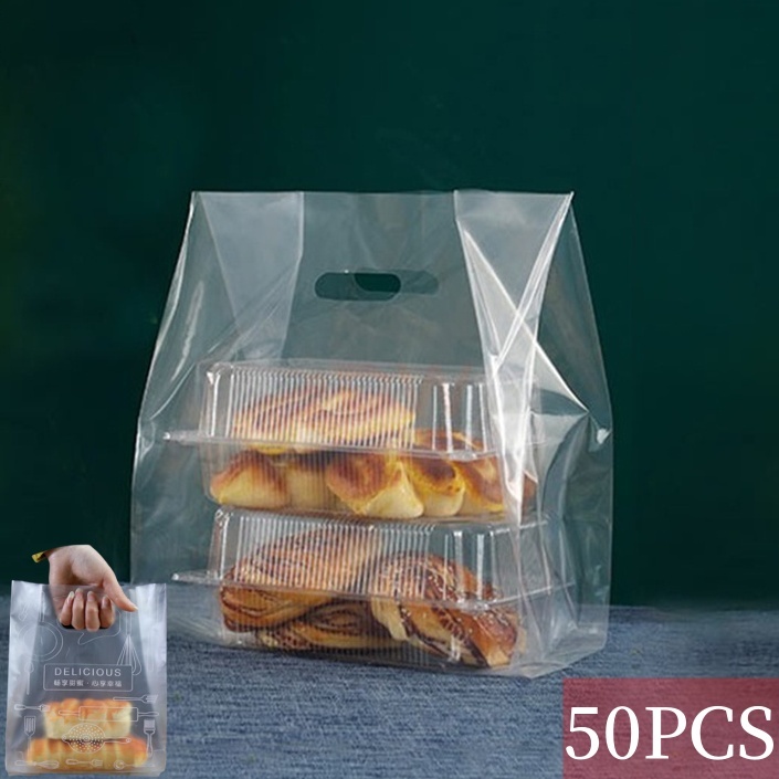 [50 PCS] Food Plastic Bag PE Biodegradable Plastic Bag With Holder ...