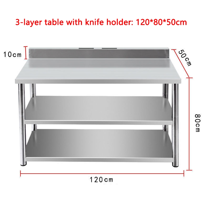 2-layer table 304 stainless steel workbench in home kitchen cutting ...