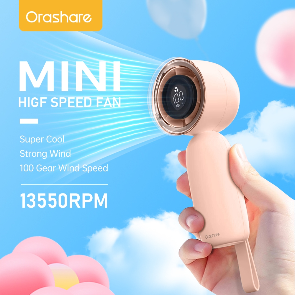 Orashare HF05 3000 mAh Turbo Jet Mini Fan Rechargeable Portable Strong ...