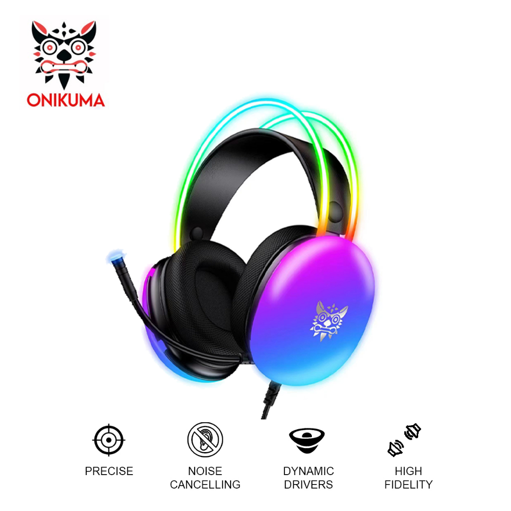 ONIKUMA X25 RGB Light Noise Cancelling Microphone Gaming Headphones ...