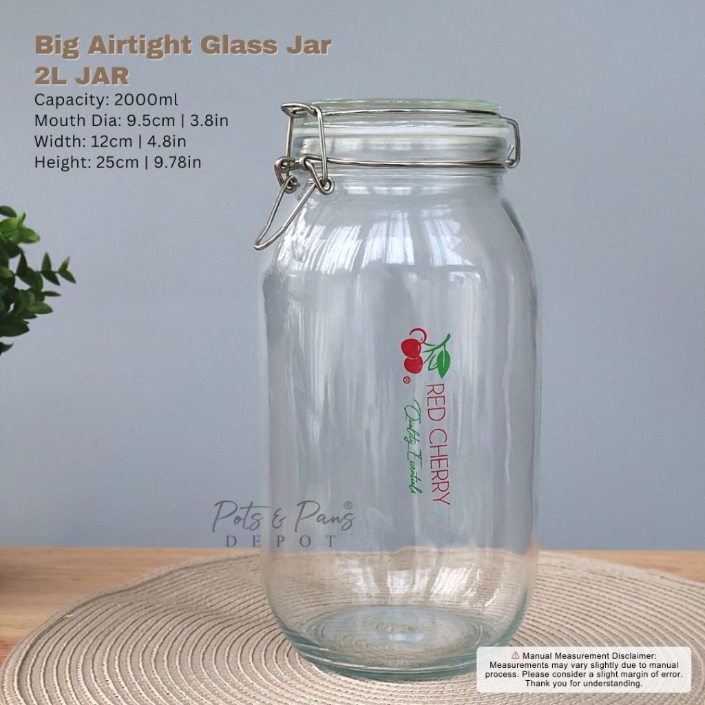 Red Cherry Airtight Big Glass Jar with Lock | Shopee Philippines