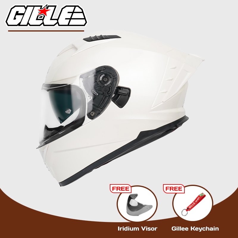 GILLE 843 CIRCUIT PLAIN Full Face Dual Visor Motorcycle Helmet full ...