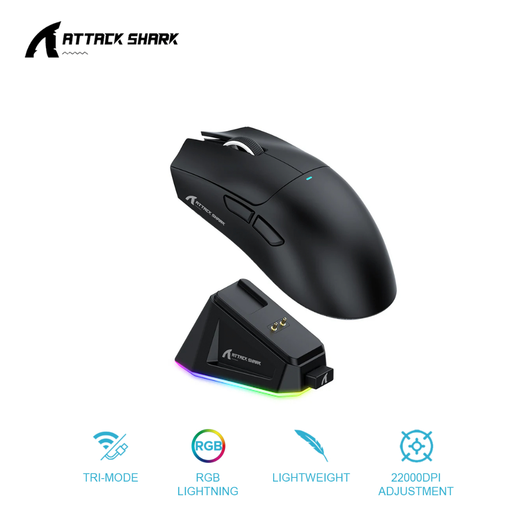 Attack Shark X11 Gaming Mouse with Magnetic RGB Charging Dock PixArt ...