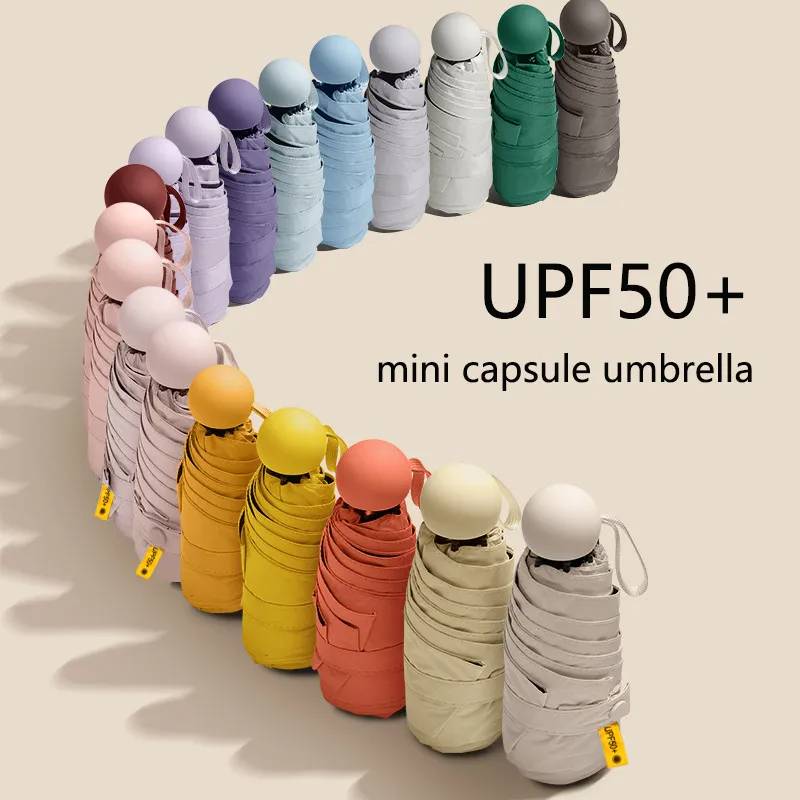 Capsule Mini UV UmbrellaSix-Folds small Umbrella Folding UV | Shopee ...