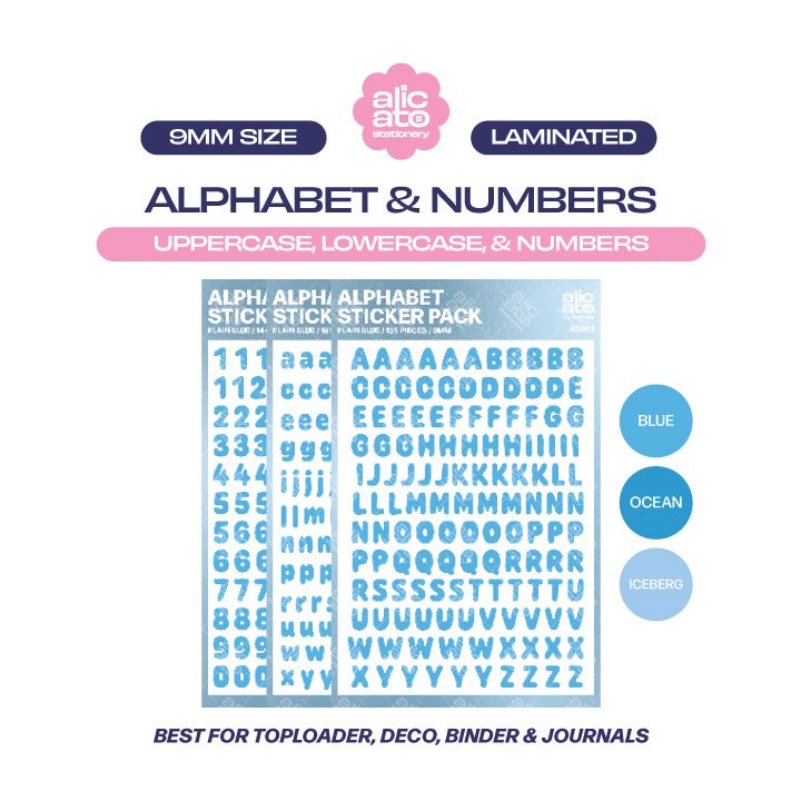Blue Alphabet Numbers Kiss-Cut Sticker Letter Sheets - Bullet Journal ...