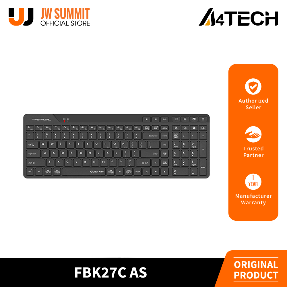 A4Tech FBK27C AS QuietKey Low-profile Keys Bluetooth 2.4GHz ...