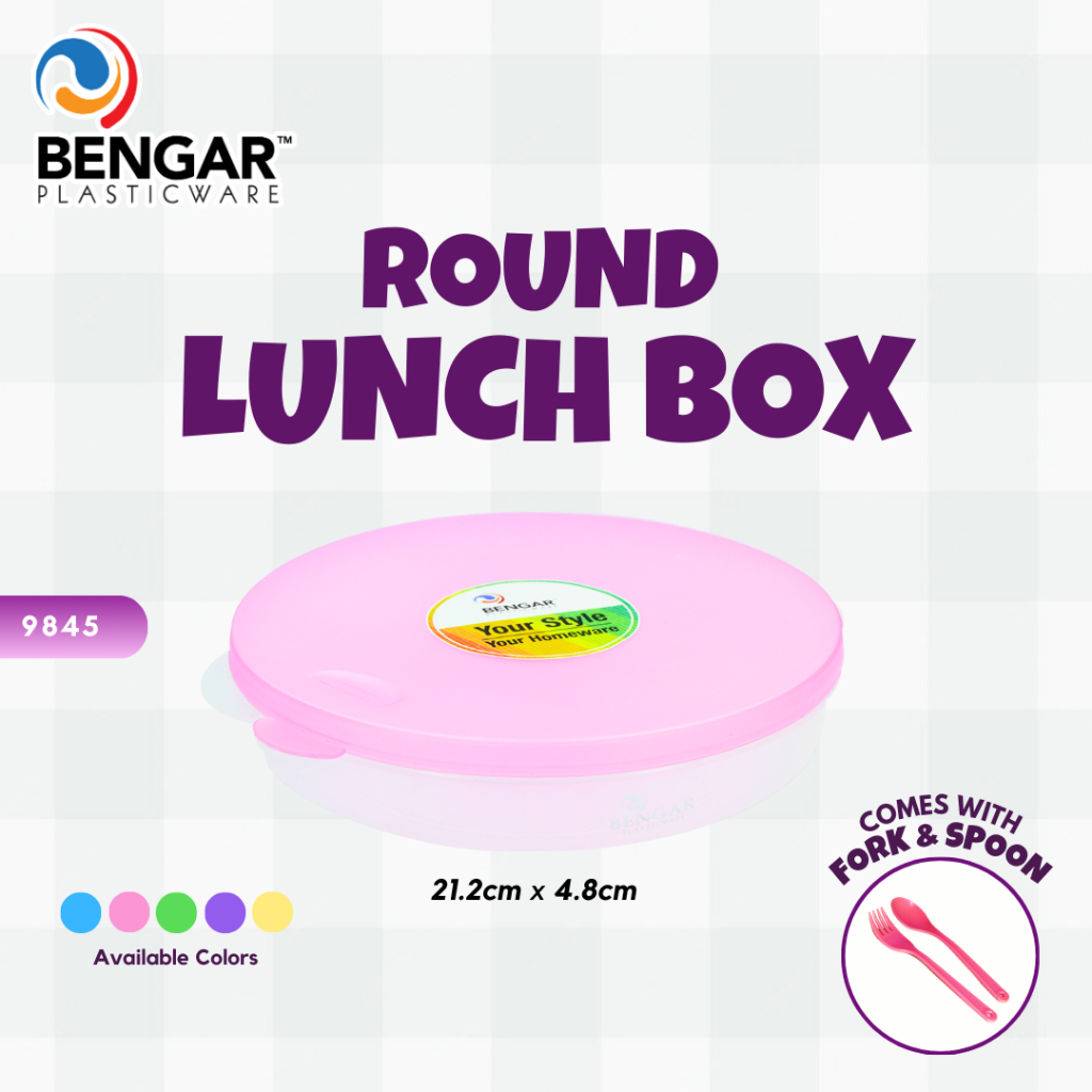 BENGAR PLASTICWARE Round transparent lunch box round bento box Round ...