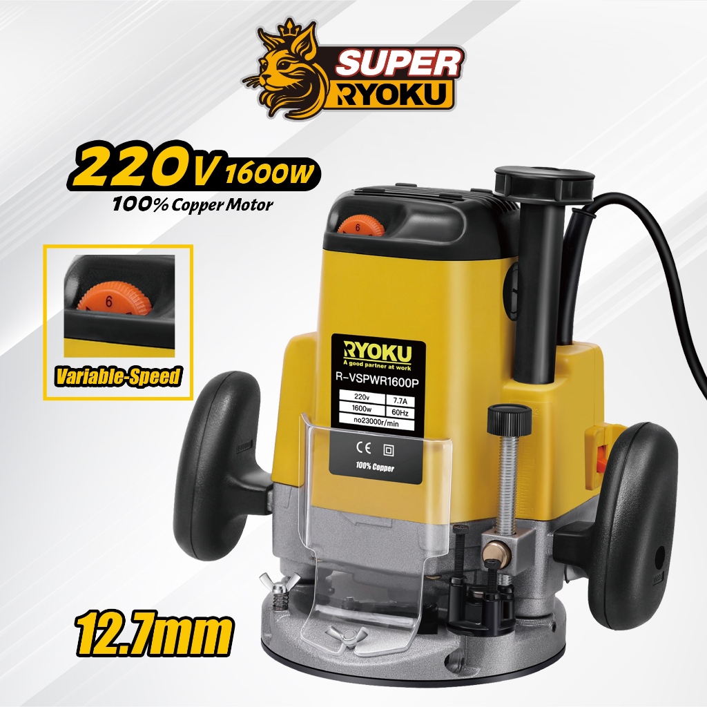 Ryoku 1600w 220v 12.7mm Variable-Speed Electric Palm wood Router R ...