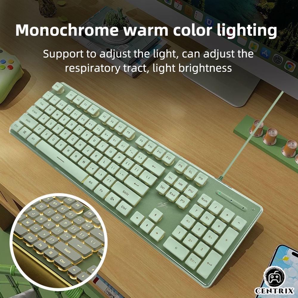 Centrix 104 Keys Membrane Keyboard USB Wired Silent LED Backlit For ...