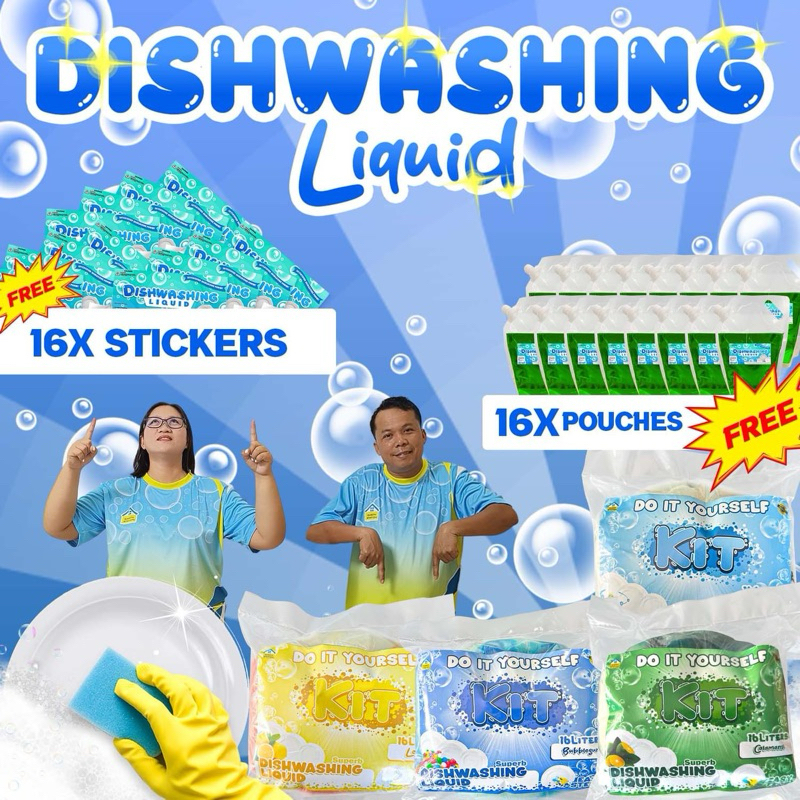 DIY Dishwashing Liquid Kit Prem. Easy Step 16L w/ pouches and stickers ...