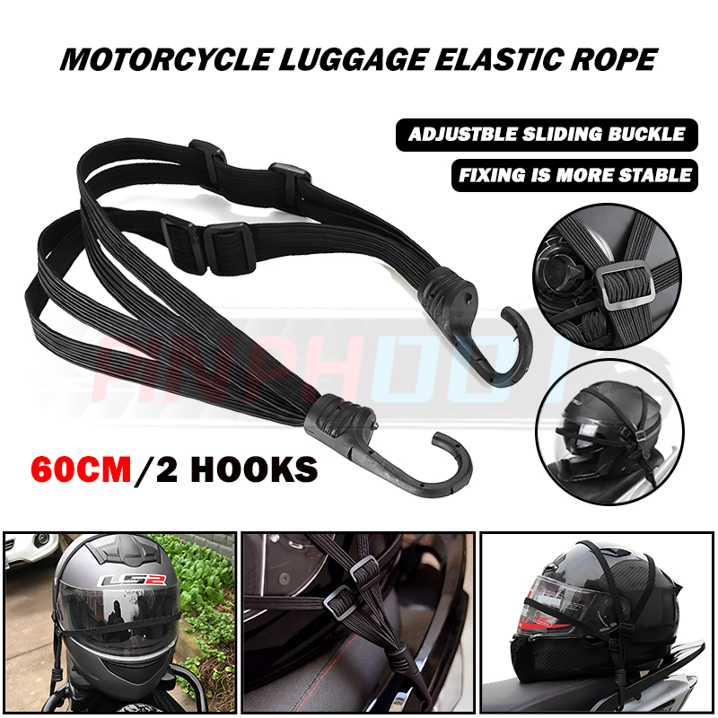 60cm Motorcycle Retractable Luggage Elastic Rope Strap with 2 Hooks ...