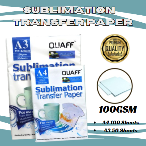 A4/A3 Size QUAFF Sublimation Paper 100gsm - Quick Drying Sublimation ...