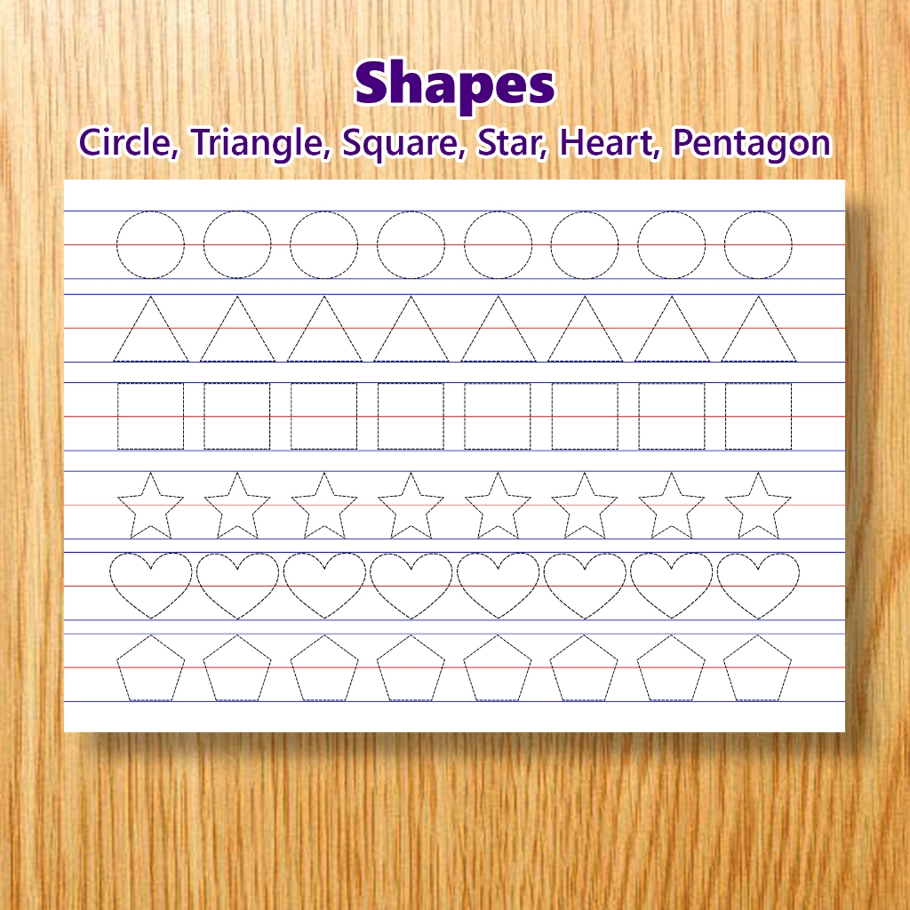 Shapes Circle, Triangle, Square, Star, Heart, Pentagon Tracing Pad for ...