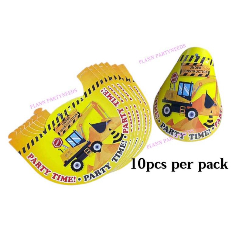 10pcs Construction theme party hats|Character Partyhats Construction ...