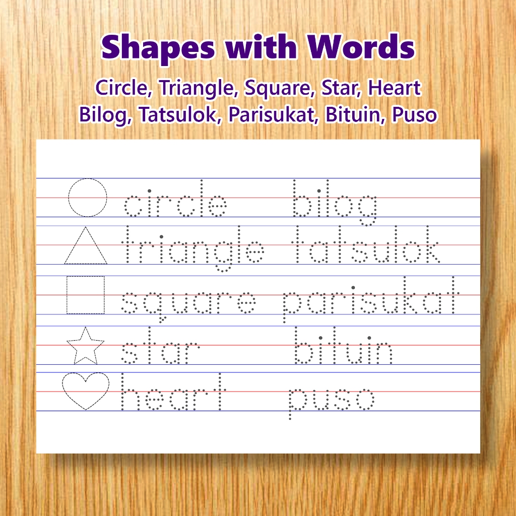 Shapes with Words English and Filipino Tracing Pads for Kids | Shopee ...
