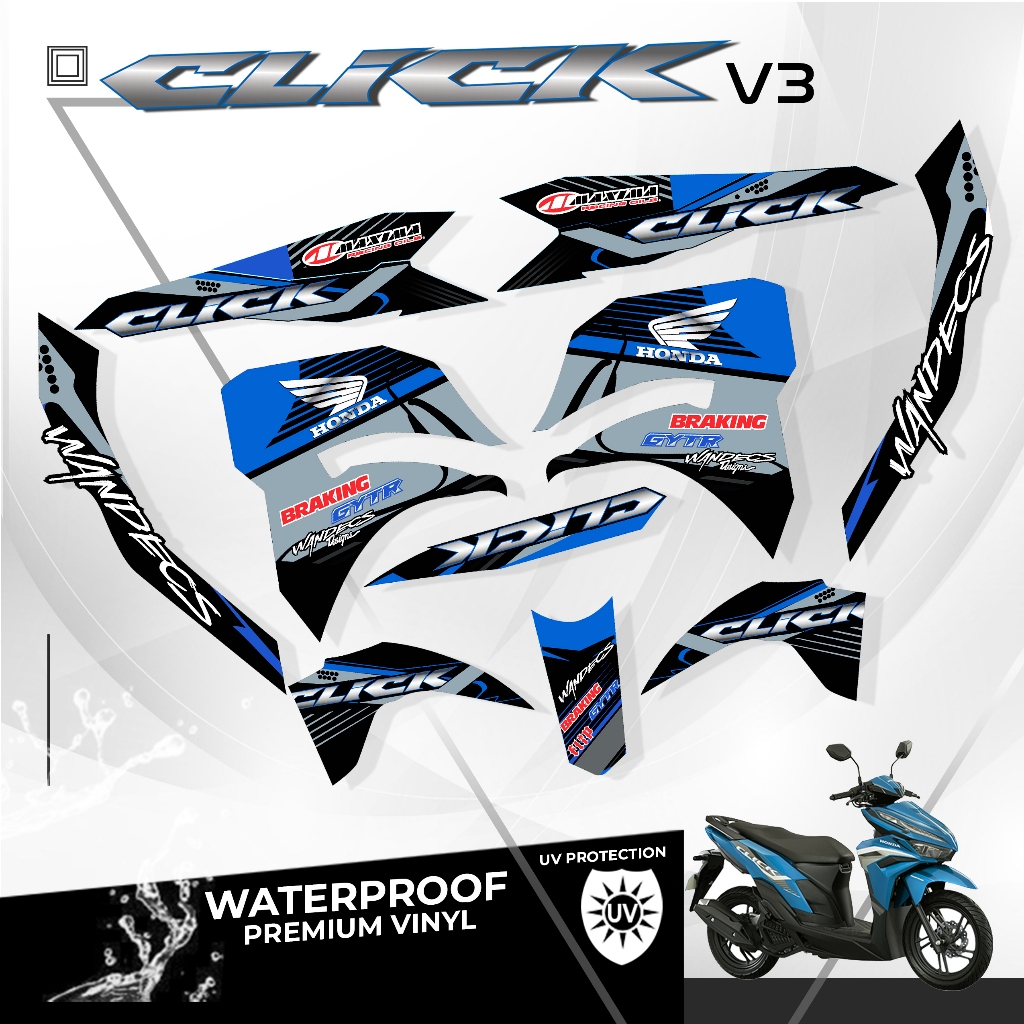 Honda Click V3 125/150 fi, Decal Sticker, Fully Laminated, Waterproof ...