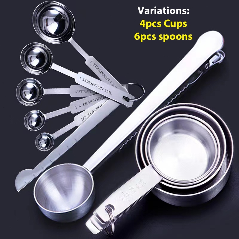 6pcs Stainless Steel Measuring Cup Spoon and Cups Scoop Stackable ...