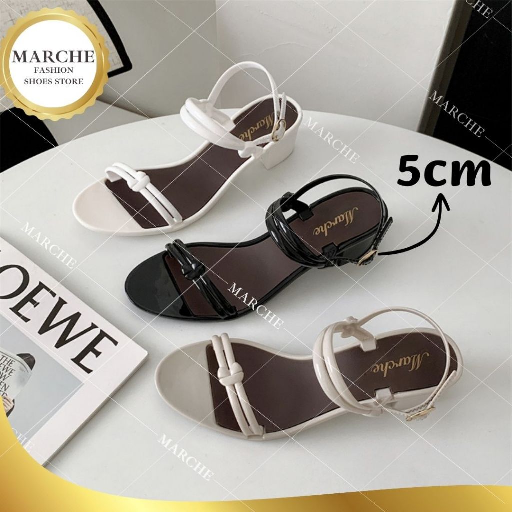 Marche New Casual Open-Toe 5CM Heels Fairy Style Jelly Rubber Sandals ...
