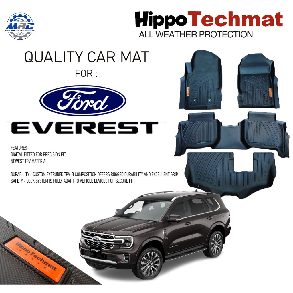 HIPPO TECHMAT for Ford Everest 2023 - 2024 Deep Dish matting Made in ...