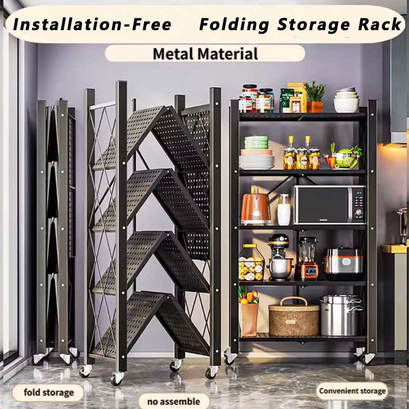 3 Layers 4 Layers foldable steel metal rack organizer shelf rack with ...