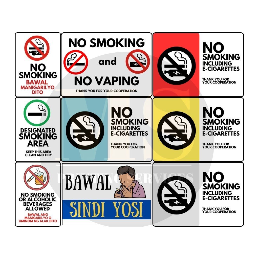 No Smoking No Vaping Signages (Laminated Signage and Waterproof Vinyl ...