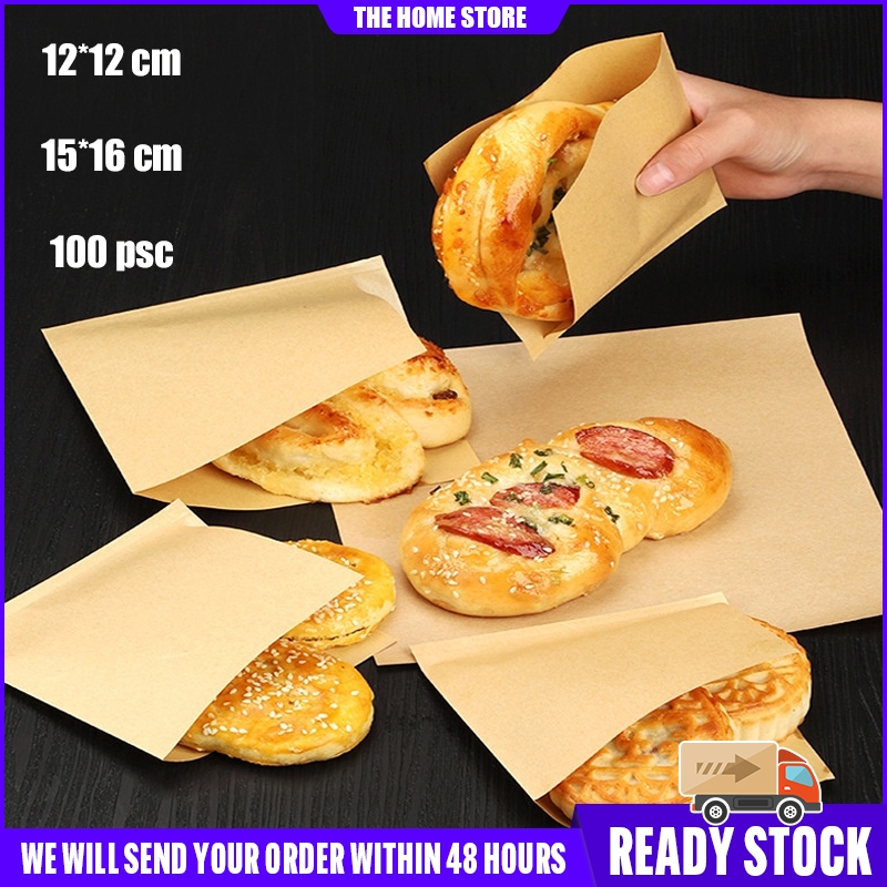 100pcs Oil-Proof Paper Bag Triangle Sandwich Donut Disposable Takeout ...