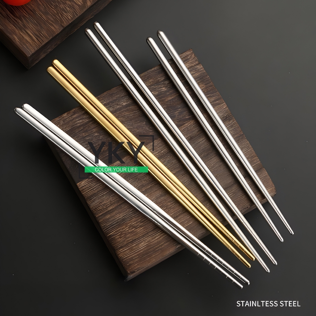 Korean Style Stainless Steel Chopsticks 1 Piar Non-Slip Stainless ...