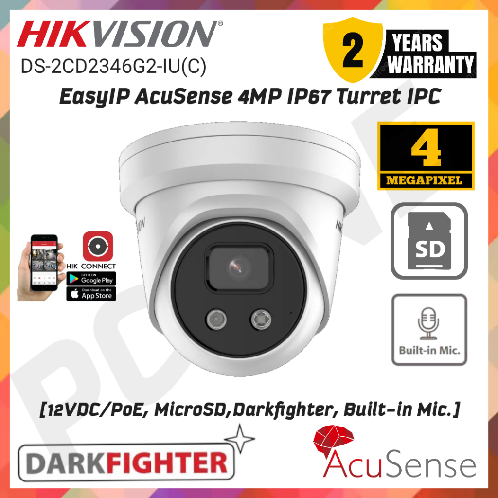 HIKVISION EasyIP AcuSense 4MP IP67 Turret IPC DS-2CD2346G2-IU(C) | Shopee Philippines