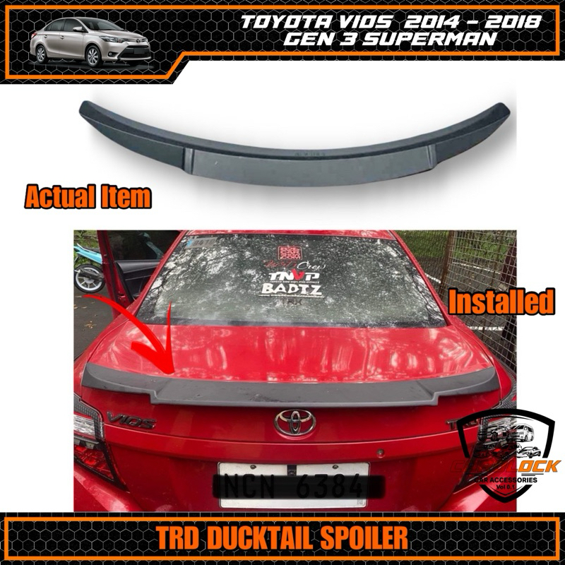 Toyota Vios 2014 - 2018 TRD Ducktail Spoiler | Shopee Philippines