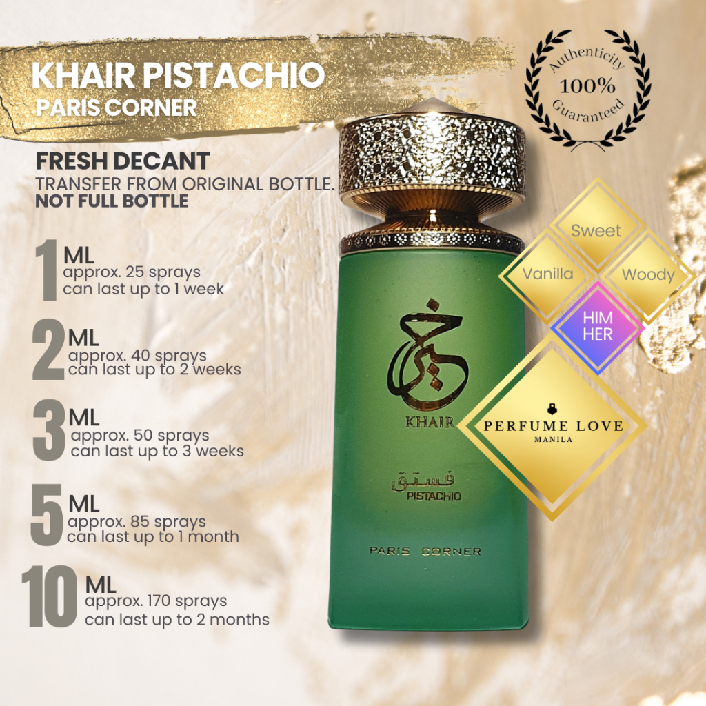 PERFUME DECANT Paris Corner Khair Pistachio (Pistachio Gelato Dupe ...