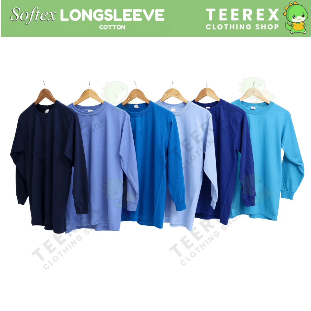 SOFTEX Cotton LONG SLEEVE for Men and Womens SHADES OF BLUE | Shopee ...
