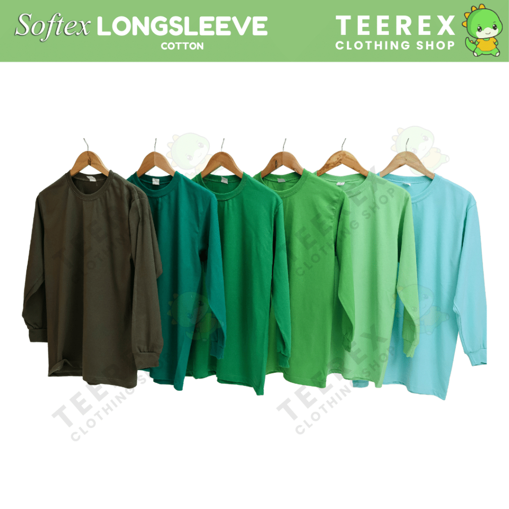 SOFTEX Cotton LONG SLEEVE for Men and Women SHADES OF GREEN | Shopee ...