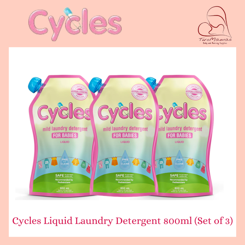 Cycles Mild Laundry Liquid Detergent Refill (800ml) Set of 3 | Shopee ...
