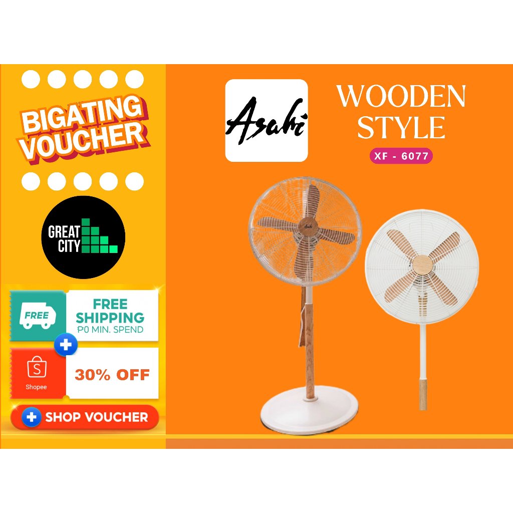 Asahi ORIGINAL WOODEN Design Stand Fan XF6077 | Shopee Philippines