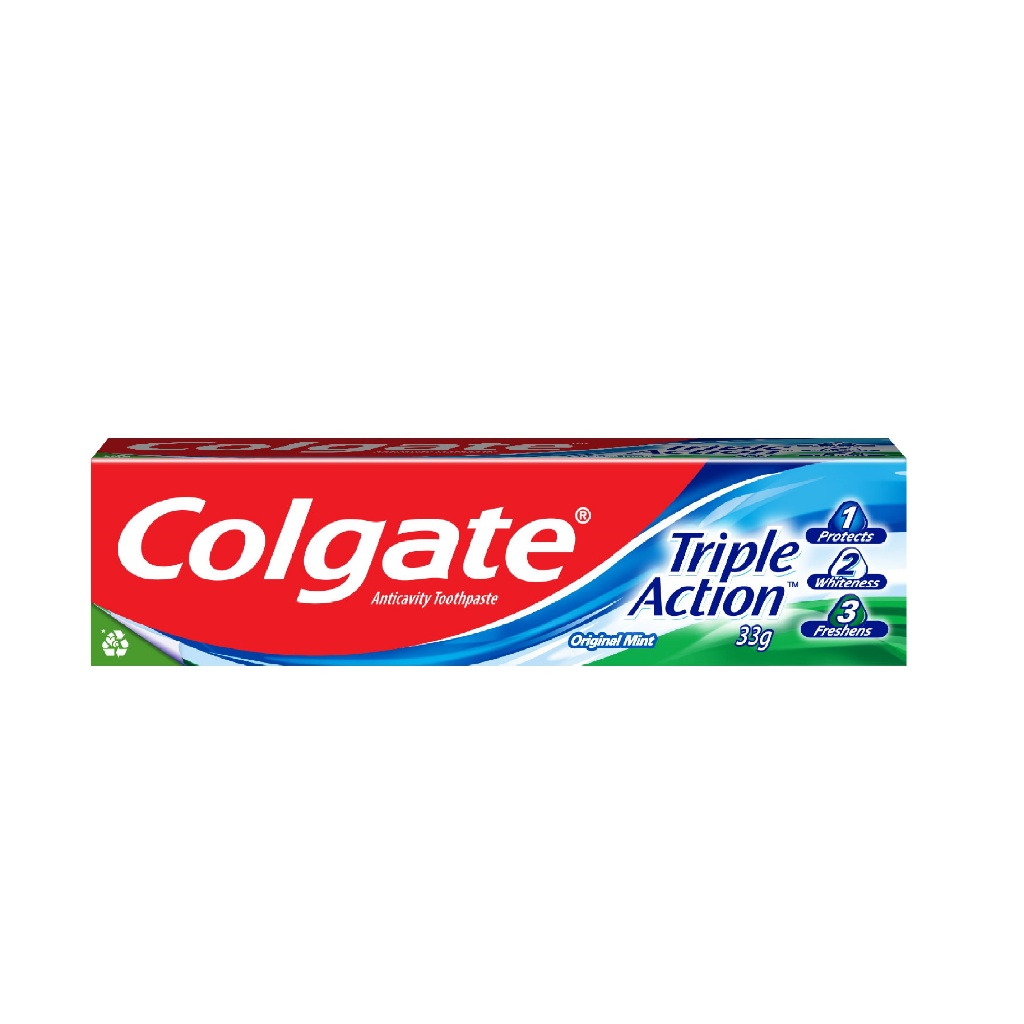 Colgate Toothpaste Triple Action System Original Mint 33G | Shopee ...