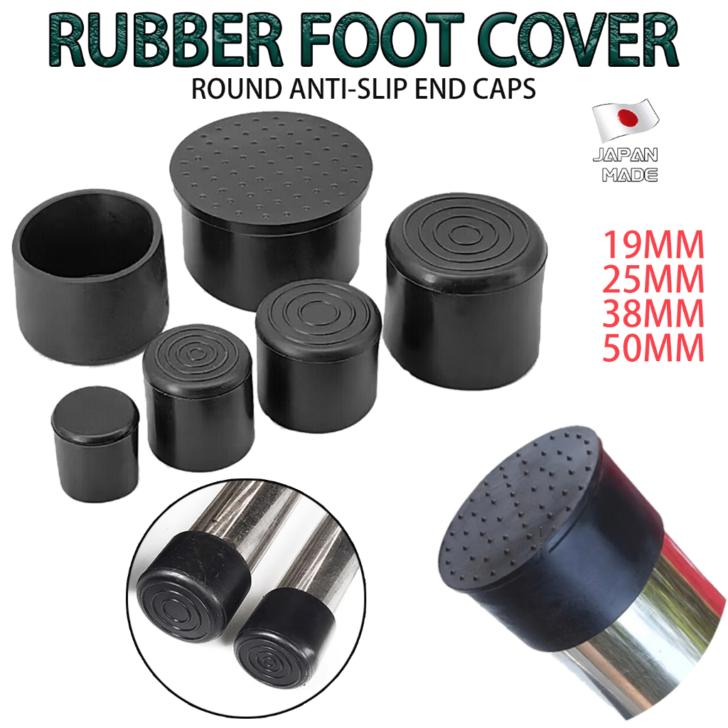 1PC Rubber Footing Round Tube Tubular Funitures HEAVY DUTY Black Rubber ...