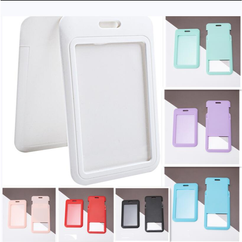 Vertical ID Badge Holders Hard Plastic Card Cases with Clear ID Window ...