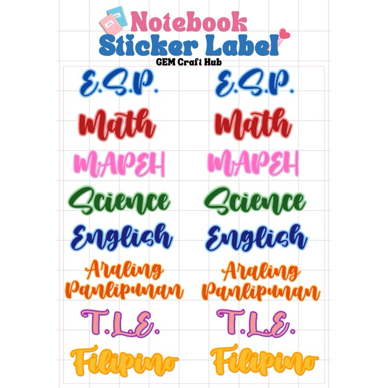 GEM Notebook Subject and Name Sticker Labe Taylor Swift (GRADE 7 TO 10 ...