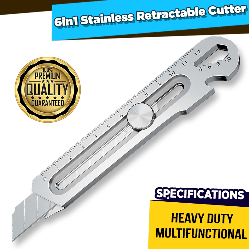 6-in-1 Stainless Heavy Duty 18mm Retractable Cutter | Shopee Philippines