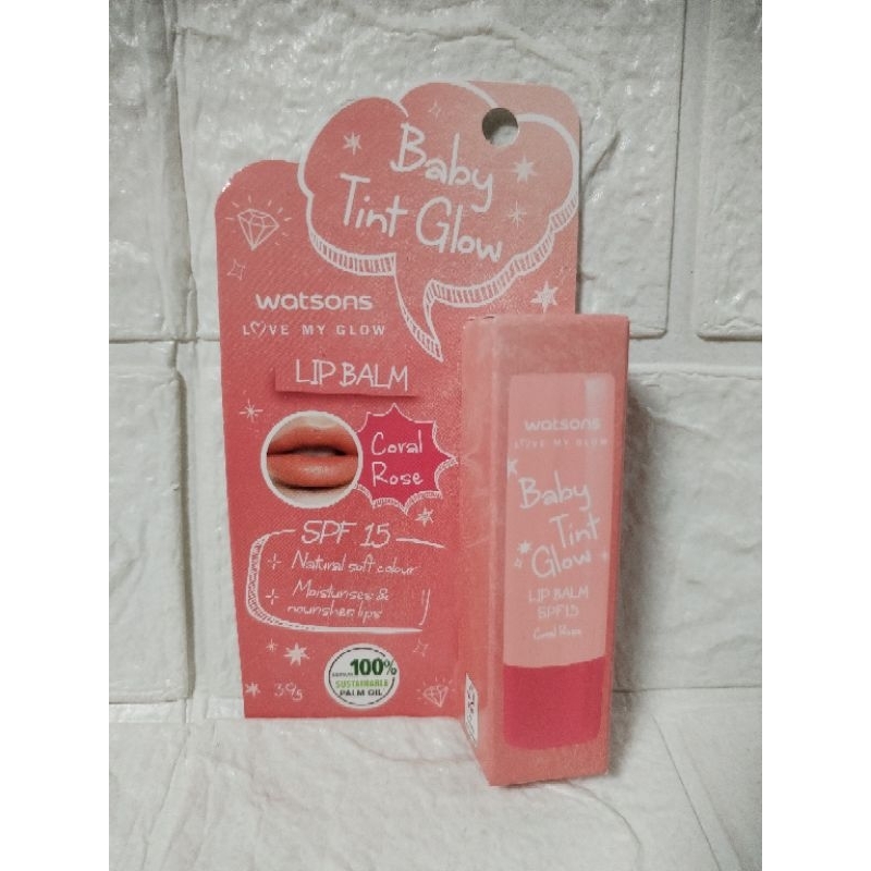 Watson baby tint glow lip ball coral rose spf15 (3.9g) | Shopee Philippines