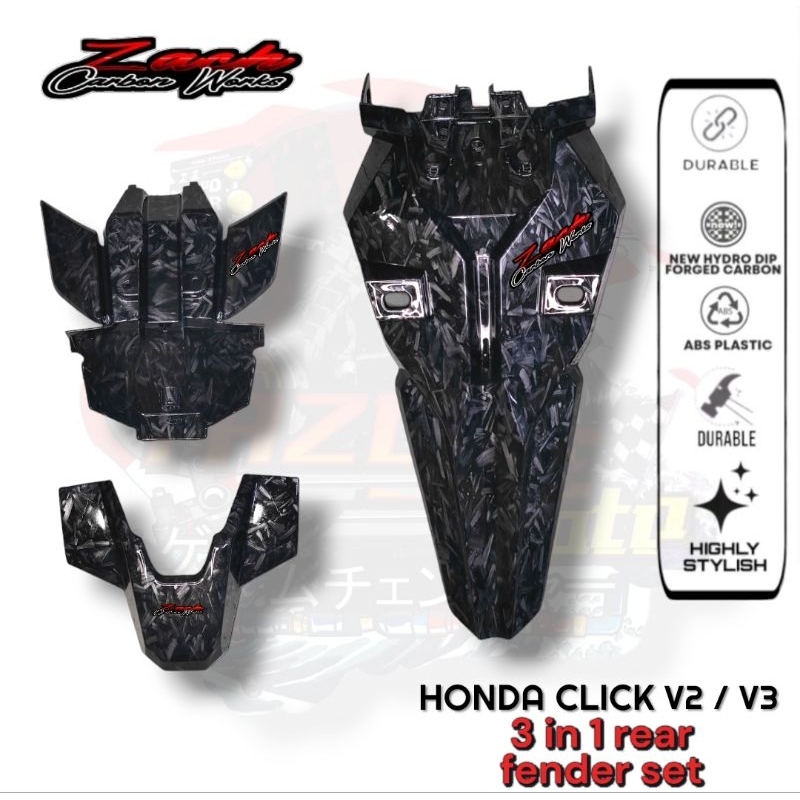 NEW!! Honda Click v2,v3 forged hydro dip carbon 3in1 rear fender ...